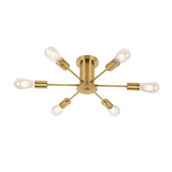 商品名:  Xi Ya Chandeliers, Golden 6 Lights Large Area Lighting Sputnik Chandeliers Nordic Modern Semi Flush Mount Ceiling ...
