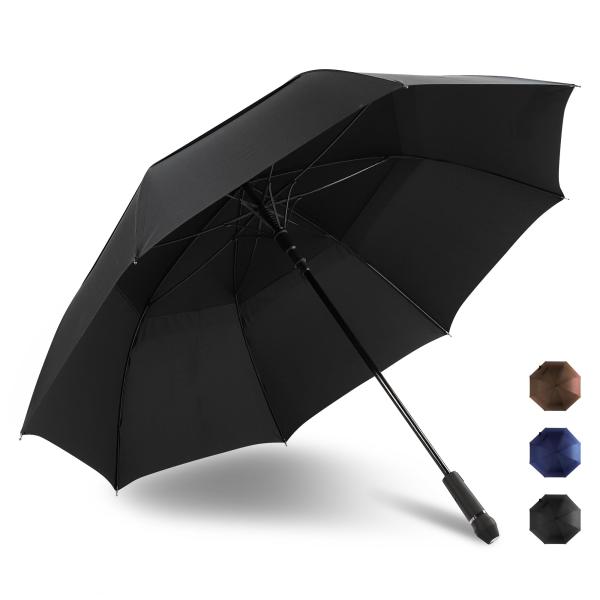 商品名: SoulRain 62インチ 円弧傘 二重構造 通気口 大きな防風 防水傘 自動オープン ゴルフ傘 男女兼用 家族用 (ブラック) SoulRain 62 Inch Arc Umbrella Double Layer Vented...
