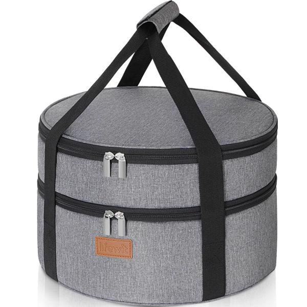 商品名: Lifewit ラウンドダブルデッカー断熱キャセロールキャリア ホット&amp;コールドフード用 パイキャリアバッグ ケーキキャリア キャセロールディッシュキャリーケース 持ち寄りパーティー ピクニック用 12.5インチのベーキン...