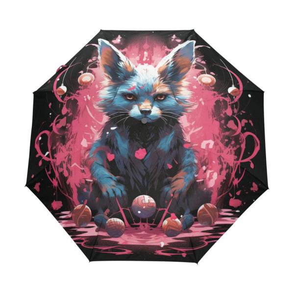 商品名:  KAAVIYO Cool Angry Animal Fox Umbrella Windproof Automatic Foldable Umbrells Auto Open Close for Men Women Kidsブラン...