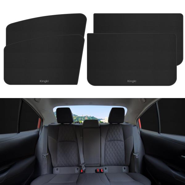 商品名: KINGKI 車用サイドウィンドウサンシェード 4枚 ウィンドウサンシェード プライバシーカーテン 100%ブロックライト 授乳/昼寝/着替え/キャンプ用 (フロント&amp;バック4個) KINGKI Car Side Wind...