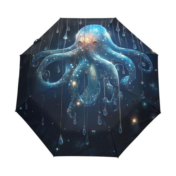 商品名:  KAAVIYO Starry Octopus Blue Space Art Umbrella Windproof Automatic Foldable Umbrells Auto Open Close for Men Women...