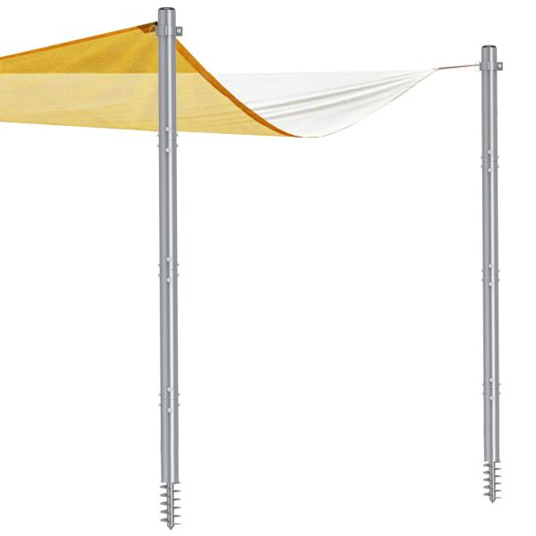 商品名: TOCRETOARE シェードセイルポール 12フィート、2パック ヘビーデューティーデザイン サンシェードポール 調節可能なDクランプ付き、耐候性シェードポールキット、屋外、庭、裏庭用シェードセイルポールキット シルバー TOC...