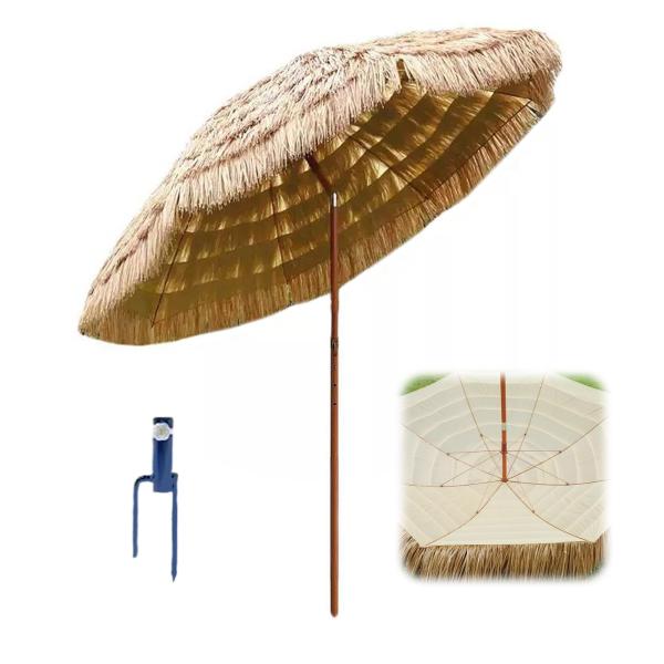 商品名:  Generic Straw Umbrella Outdoor with Stand Hawaiian Style Beach Patio Umbrella with Adjustable Tilt and 8 Ribs &amp...