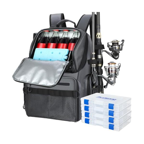 商品名: PLUSINNO クーラーフィッシングバックパック ロッドホルダー付き 45L Lサイズ 防水 フィッシングタックルバッグ 店舗 釣り ギア 釣り ギフト 男性 父 PLUSINNO Cooler Fishing Backpack...