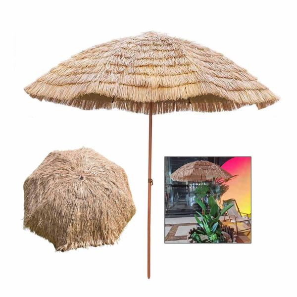 商品名:  Generic 5FT 6.5FT 8FT Thatched Patio Umbrella With 8 Ribs Beach Tiki Umbrella Tilt Adjustment Hawaiian Style For O...