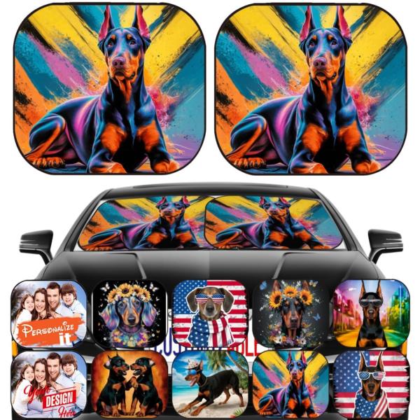 商品名: Maizi フロントガラス サンシェード 2枚 ユニバーサルフィット フロントガラスカバー 車内デザイン 犬 ペット ビーグル 子犬 ほとんどのMUV、ハッチバック、ピックアップトラック、MPVに対応 米国製 Maizi Wind...