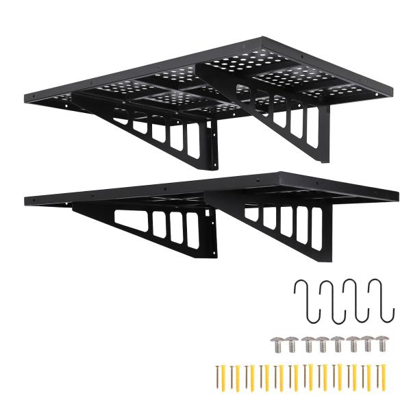 商品名: TROPOW ガレージウォールシェルフ ガレージ収納ラック 2x3フィート 壁取り付けフローティングガレージシェルフ 耐荷重550ポンド 店舗/キッチン/ガレージ収納用 2個パック TROPOW 2-Pack 2x3ft Heav...