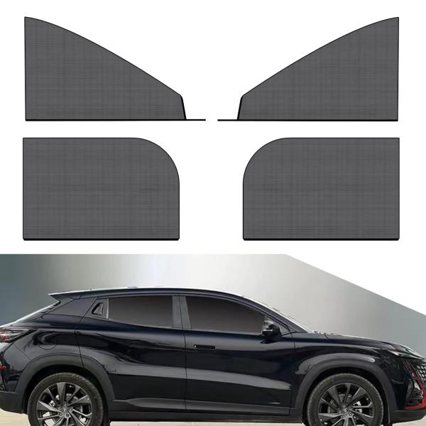 商品名: Pinflaw 車用サイドウィンドウサンシェードネットコンビネーションキット 4個 フロントリアウィンドウガラス 2層デザイン 通気性 高密度弾性メッシュ 改造アクセサリー ほとんどのSUVに対応 (ブラック) pinflaw 4...