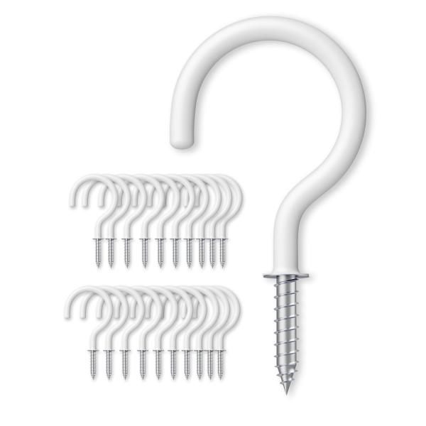 商品名: Argojolo 天井フック ? ビニールコーティングスクリューフック ? 1-1/2インチカップフック ? ねじ込みフック ? 20個パック ? ホワイト Argojolo Ceiling Hooks ? Vinyl Coate...