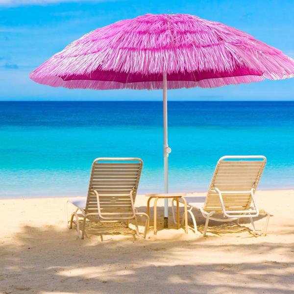 商品名:  Xzomystify 6ft Tiki Umbrella Heavy Duty Thatched Patio Umbrella Pink Pool Patio Beach Umbrella Portable Tilt Holid...