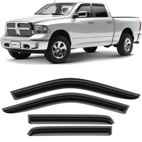 商品名:  CLIM ART Incredibly Durable Rain Guards for Dodge Ram 2009-2018 Crew Cab, Original Tape-on Window Deflectors, Vent...