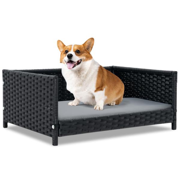 商品名:  PETSITE Wicker Dog Bed, Rattan Pet Bed with Metal Frame, Soft Waterproof Removable Cushion, Elevated Indoor Outdoo...
