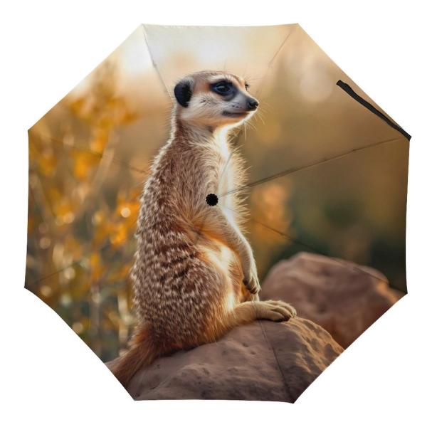 商品名:  Meerkat Umbrella Windproof Travel Umbrella Compact Folding Umbrella Portable 3-Section Umbrellas for Men Women Aut...