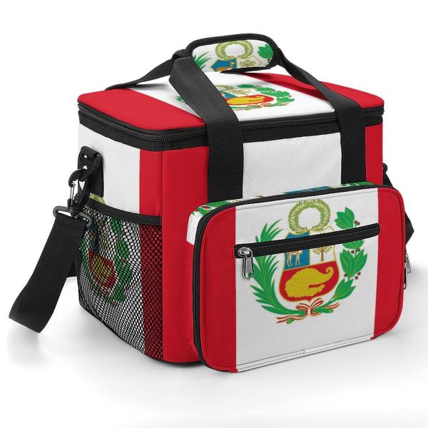 商品名: ペルー国旗クーラー断熱バッグ ポータブルアイスチェストボックス 断熱防水バックパック ハンドル付き Peruvian Flag Cooler Insulated Bag Portable Ice Chest Box Insulat...