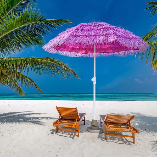 商品名:  6.5' Thatched Tiki Umbrella Hawaiian Beach Patio Pool Umbrellas Pink Tiki Table Umbrella Outdoor Deck Garden Umbre...