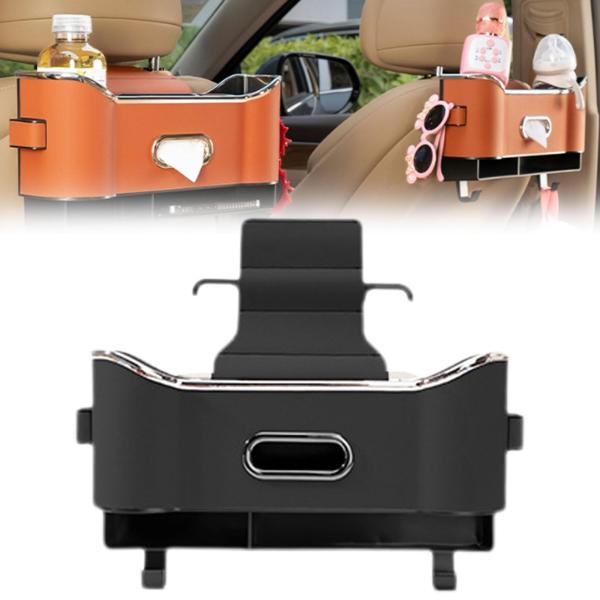 商品名: 多機能カーシートバック収納ボックス 2024年アップグレード ユニバーサルバックシートカーオーガナイザー 車のティッシュオーガナイザー バックシート ドリンクカップホルダー2個付き 旅行用のパーティションシートバックオーガナイザー...