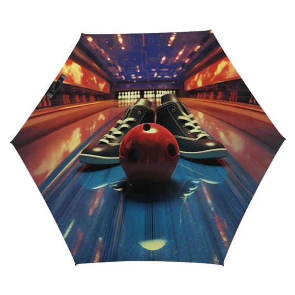 商品名:  Bowling Shoes and Balls Compact Travel Umbrellas Folding Anti-UV Rain Umbrella Automatic Open and Close Umbrellaブラ...