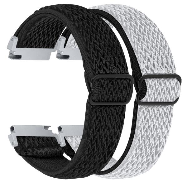 商品名: RuenTech (ルエンテック) ゴムバンド2本パック FITVII HM57スマートウォッチバンド対応 調節可能なナイロンストラップ 交換用リストバンド FITVII HM57スマートウォッチ用 (ブラック&amp;シルバー)...