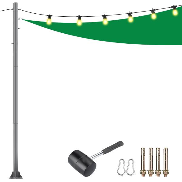 商品名: BRILLIHOOD 9フィート サンシェードセイルポール、直径3インチのシェードクロスポスト、ヘビーデューティーアウトドアメタルポールキット サンシェードセイル、キャノピー、パティオ、裏庭、デッキ、コンクリート用、1パック BR...