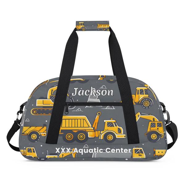 商品名: パーソナライズされたジムダッフルバッグ キッズ/ボーイズ用 カスタムネーム付き スポーツトレーニング トラベルバッグ 一晩の週末用, オプション9 Personalized Cool Car Gym Duffel Bags for...