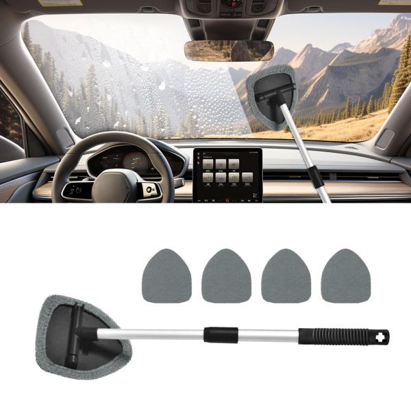 商品名: RGOAANC ロングハンドル付き洗車ブラシ、フロントガラスクリーニングツール、洗車モップキットミットスポンジカークリーニング用品キット、マイクロファイバータオルグローブユニバーサル車、RV、SUV、トラックオフィス用(グレー) ...