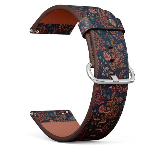 商品名:  MRAKPLGE 18mm Watch Band with Quick-Release, Blue Denim Colorful Floral Print Pattern, Replacement Vegan Leather S...