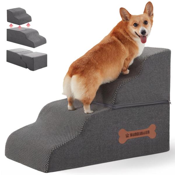 商品名:  Dog Stairs 4 Steps for Small Dogs and Cats to Get on High Beds, Couch or Car, Pets Can Climb, Sit, Lie Down or Per...
