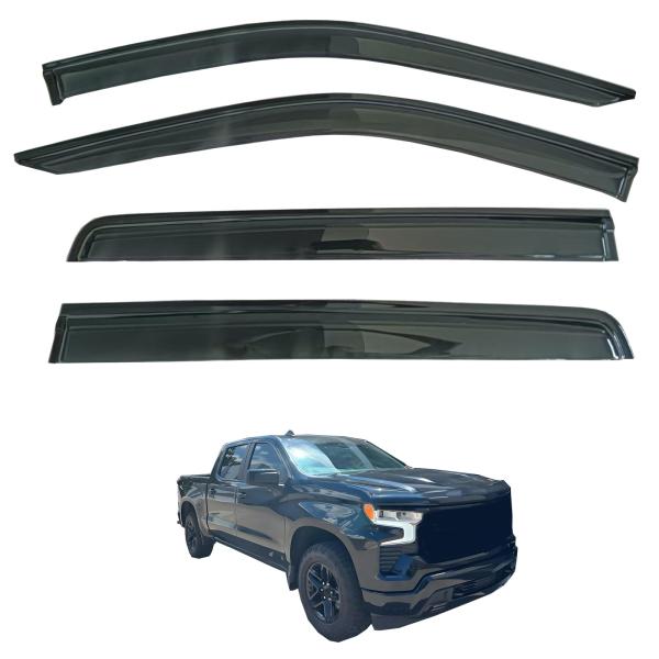 商品名:  Gldifa Wind Deflector Compatible with Chevy Silverado 1500/GMC Sierra 1500 Crew Cab 2019-2025 Rain Guards Smoke 4p...