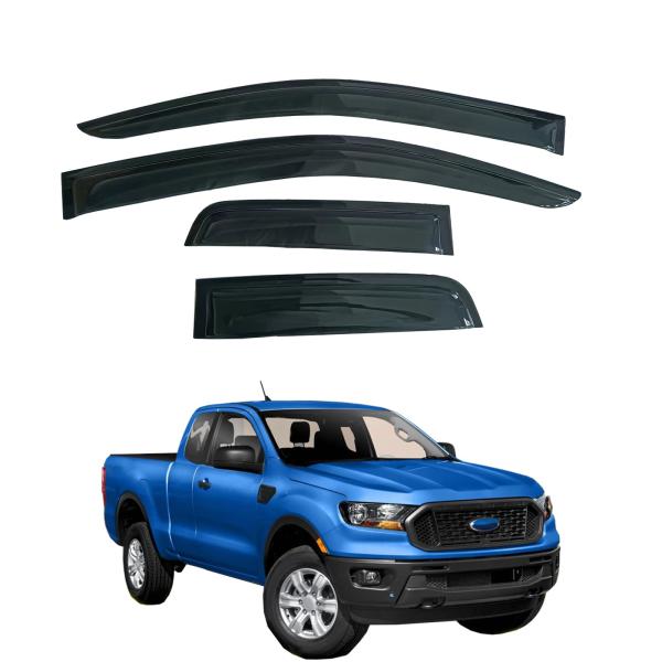 商品名:  Gldifa Tape On Wind Deflector Compatible with Ford Ranger Extended Cab 2019-2023 Rain Guards Window Visor Smoke 4p...