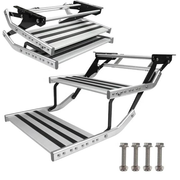 商品名:  BDJSN RV Folding Steps, Aluminum Alloy Manual Pull-Down Rv Ladder with Led Light, Load Capacity 330lbs, Foldable T...