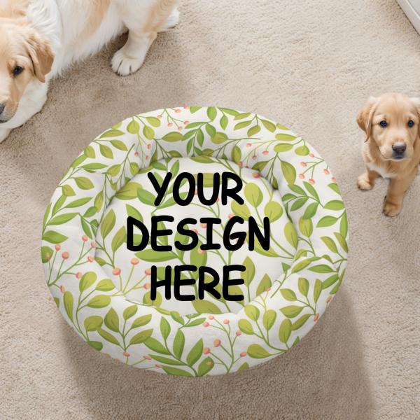 商品名:  Generic Custom Personalized Pet Bed Cat Bed Round Dog Bed Custom Photo Image Logo Text Donut Pet Nest 23 inchesブラン...