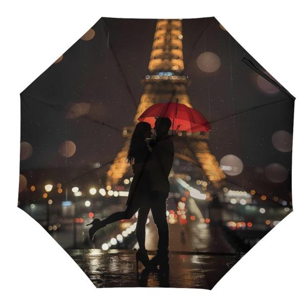 商品名:  Eiffel Tower Couples Hug Under Umbrellas Travel Umbrella Portable Windproof Folding Umbrella for Rain Auto Open Cl...