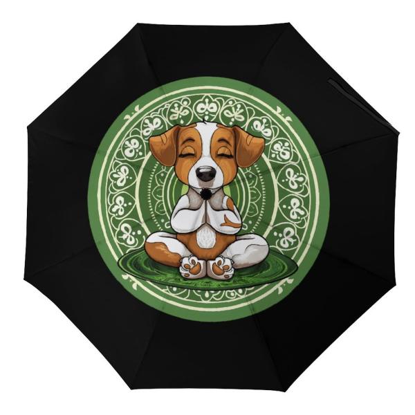 商品名:  Calm Meditating Puppy Dog Yoga Mandala Travel Umbrella Portable Windproof Folding Umbrella for Rain Auto Open Clos...