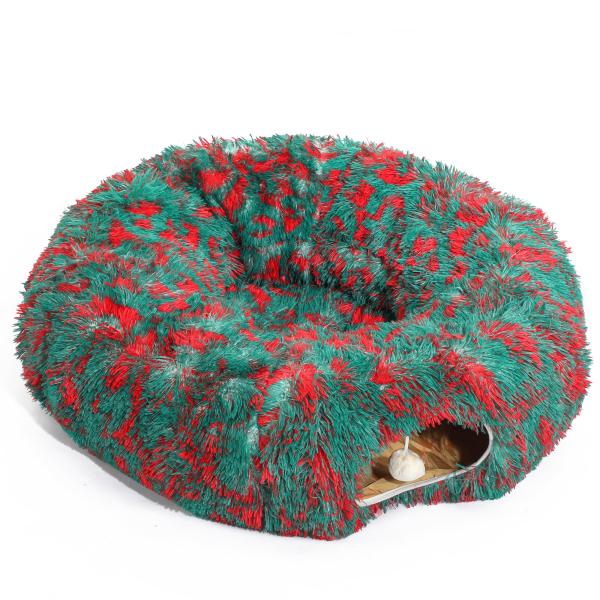 商品名:  LUCKITTY Christmas Warm Fluffy Plush Cat Dog Tunnel Bed with Washable Cushion- Big Tube Playground Toys 3 FT Diame...