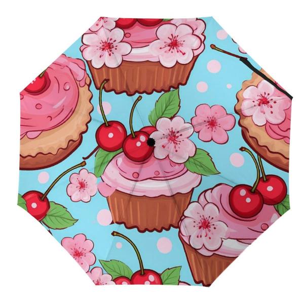 商品名:  Cute Cupcakes Three-Folding Umbrella Portable Automatic Folding Rain Umbrella Mini Travel Umbrella Automaticブランド: ...