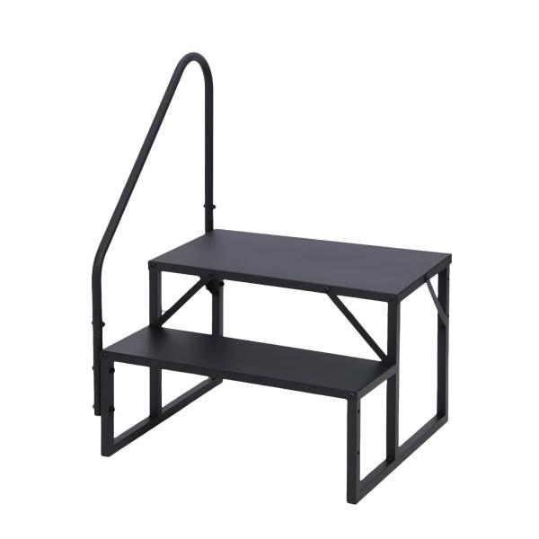 商品名:  RV 2-Step with Handrail, Black Metal Portable Stairs for RV, Mobile Home, Brand, 400 Lbs Capacity, Multi-Purpose A...