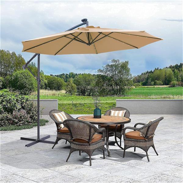 商品名:  CIGEGE 10 FT Solar LED Patio Outdoor Umbrella Hanging Cantilever Umbrella Offset Umbrella Easy Open Adustment with...