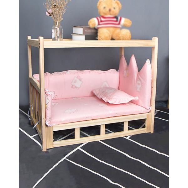 商品名: 犬用ベッド 2 層 キュート 高架 犬用ベッド ソリッドウッドフレーム、オールナチュラルペットシェルター フォーシーズン ユニバーサル、オフザグラウンド 屋内 キャットハウス 寝室用(カラー:4-寝具付き、サイズ:S-60 * 3...