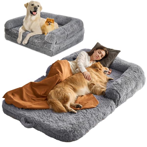 商品名:  VEVOR Foldable Human Dog Bed, 72"x48"x10" Giant Human Sized Dog Bed with Washable PV Velvet Cover, Egg Orthopedic ...
