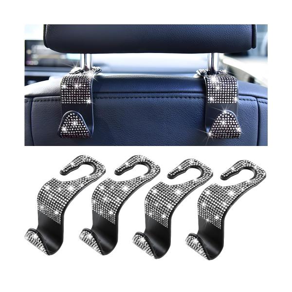 商品名: Mandark キラキラ光るカーシートヘッドレストフック クリスタルラインストーン 車両シートバックハンガー 食料品の財布/ハンドバッグ/ダイヤモンドオートシートバックストレージオーガナイザーハンガー ほとんどの車にユニバーサル(...