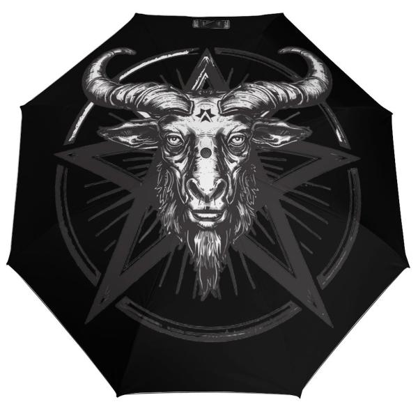 商品名:  Baphomet Satan Satanic Sabbatic Goat Funny Folding Umbrella Auto Windproof Travel Umbrellas Strong and Portable fo...