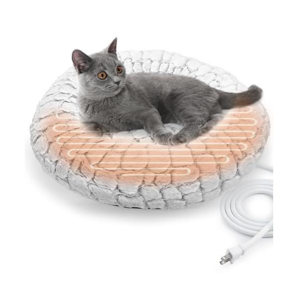 商品名:  PETZOOKA Heated Cat Bed Indoor, Round Heated Pet Bed for Indoor Cats 19" Soft &amp; Cozy Donut Electric Pet Heatin...