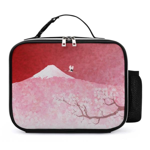 商品名:  Japanese Cherry Mount Fuji Print Lunch Bag Insulated Cooler Tote Bag Leakproof Bento Box for Travel Picnic Officeブ...