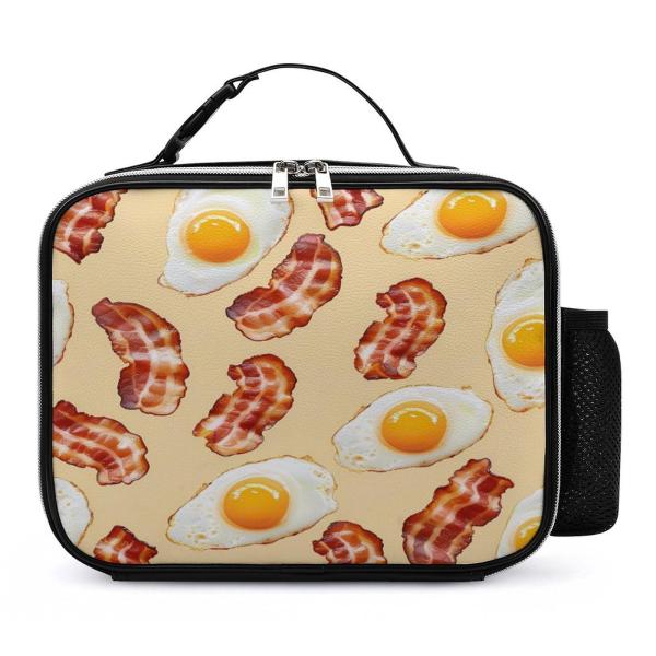 商品名:  Bacon and Eggs Print Lunch Bag Insulated Cooler Tote Bag Leakproof Bento Box for Travel Picnic Officeブランド: Generic...