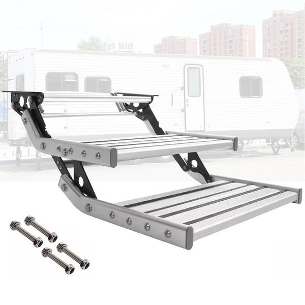 商品名:  SDdPulse Truck Camper Steps Manual RV Steps, Camper Steps, Anti-Slip RV Stairs 150kg/330 Lbs Capacity, Foldable St...