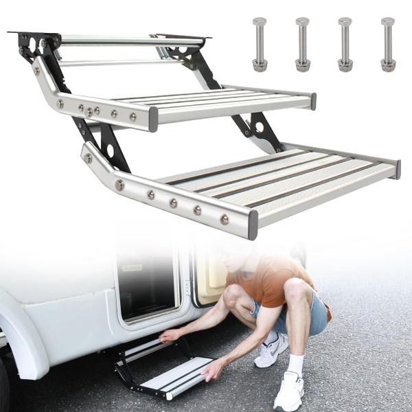商品名:  Eastnmythet RV Camper Steps 150kg/330 Lbs, Foldable Aluminum Alloy Motorhome Step with Non-Slip Rubber Feet,2 Step...