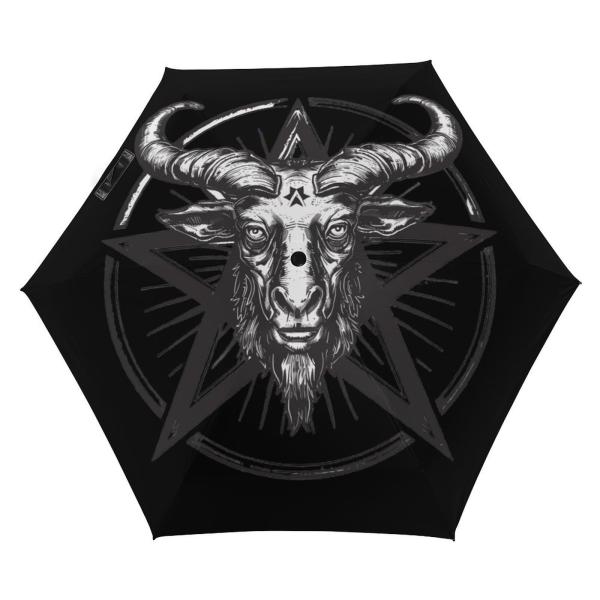 商品名:  Baphomet Satan Satanic Sabbatic Goat 5 Fold Umbrella Travel Portable Sun Rain Umbrellas UV Protection Printed Desi...