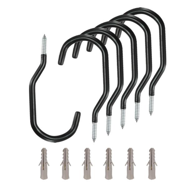 商品名: HARFINGTON 自転車フック 6個 容量6インチ 80ポンド ガレージバイク収納フック 壁天井 ユーティリティマウントフック 自転車コード ガーデンツールを吊るすためのフック ブラック HARFINGTON 6pcs Bik...