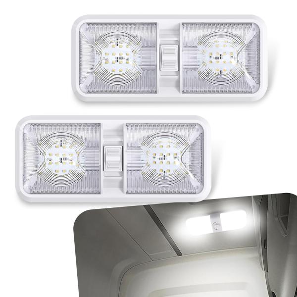 商品名:  PenFot 2 PCS 12V Led RV Ceiling Dome Light, 11.2" x 5" 48 LED High Brightness Anti-glare Waterproof Housing Light ...